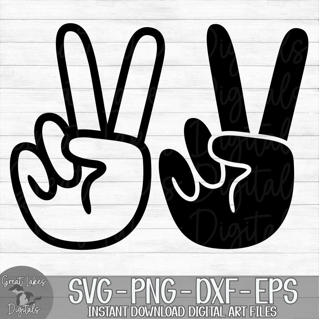 Peace Hand Instant Digital Download Svg, Png, Dxf, and Eps Files ...