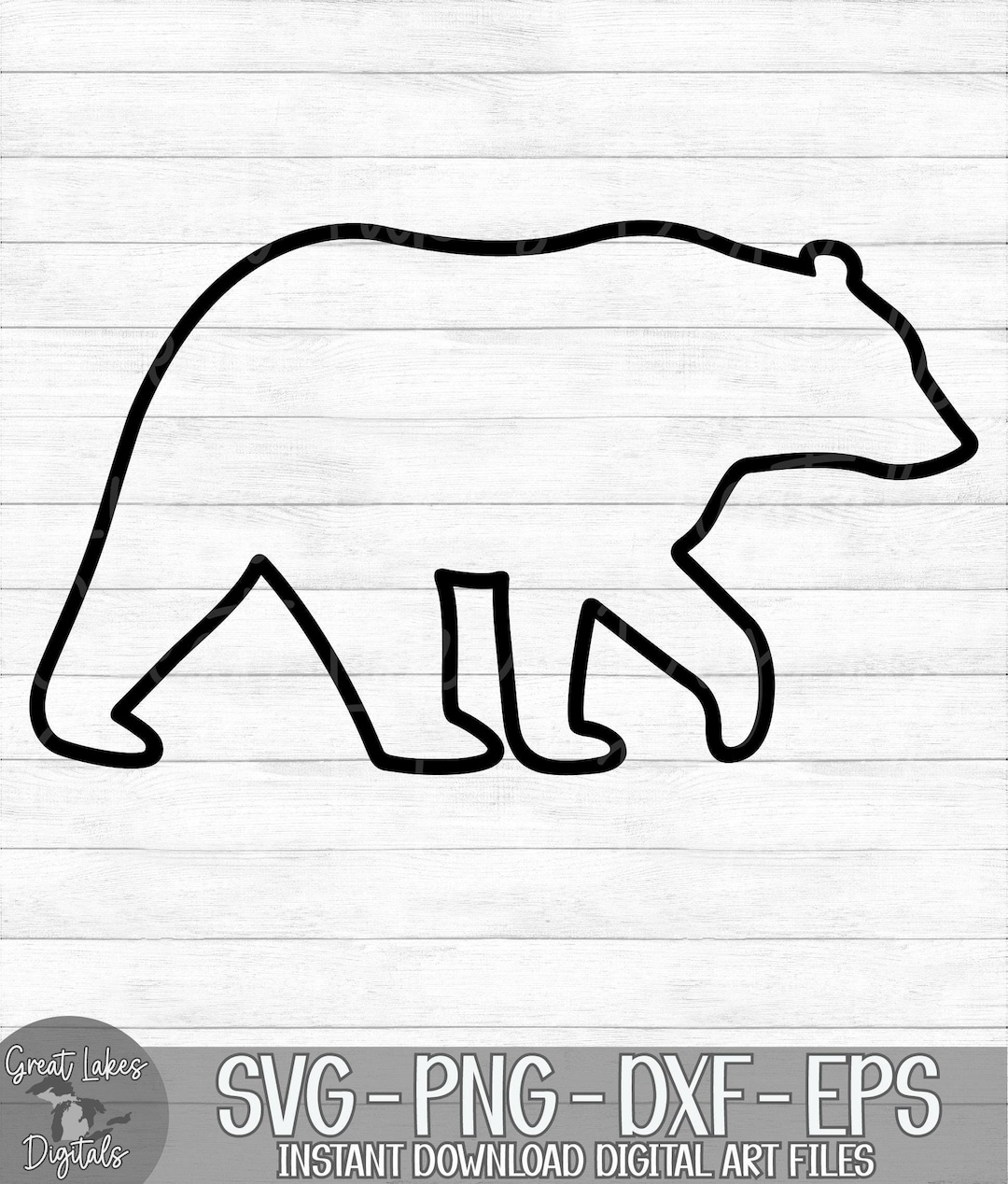 Bear Outline - Instant Digital Download - Svg, Png, Dxf, and Eps Files ...