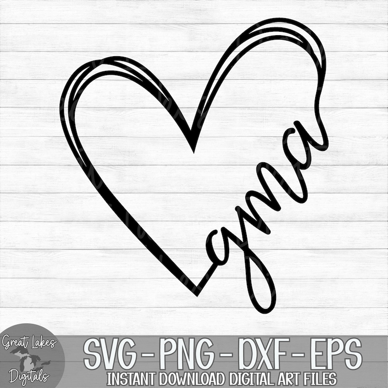 Gma Heart Instant Digital Download Svg Png Dxf and Eps | Etsy
