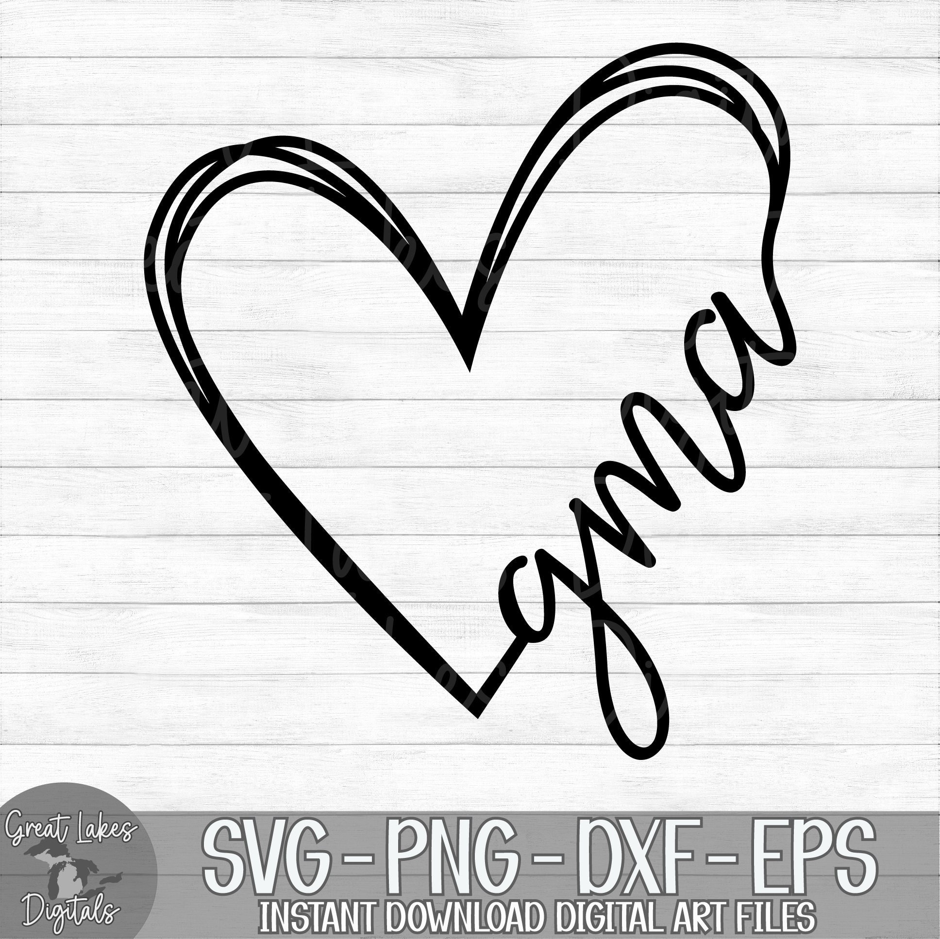 Gma Heart - Instant Digital Download - Svg, Png, Dxf, and Eps Files ...