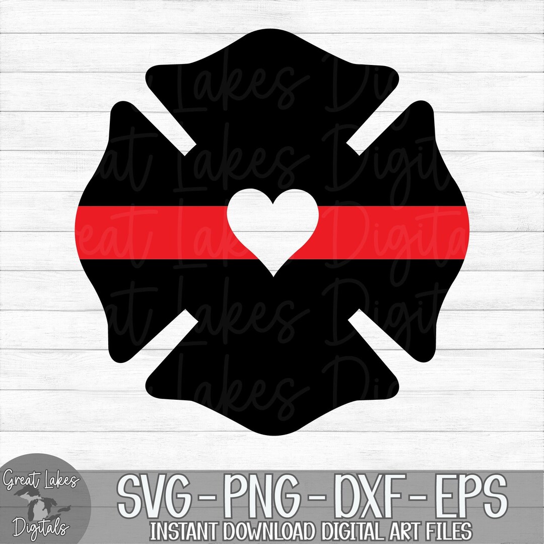 Firefighter Badge - Thin Red Line - Instant Digital Download - Svg, Png ...
