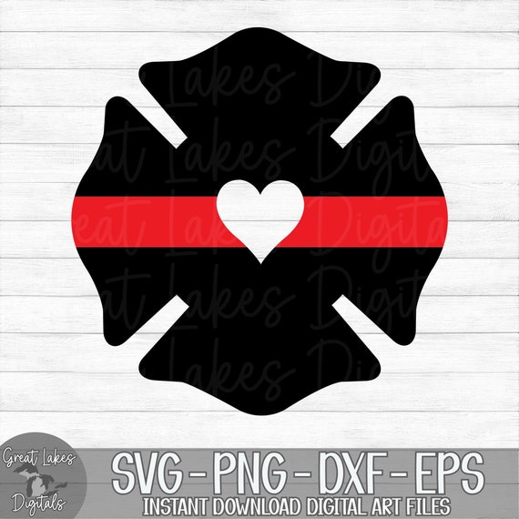 Firefighter Badge Thin Red Line Instant Digital Download - Etsy