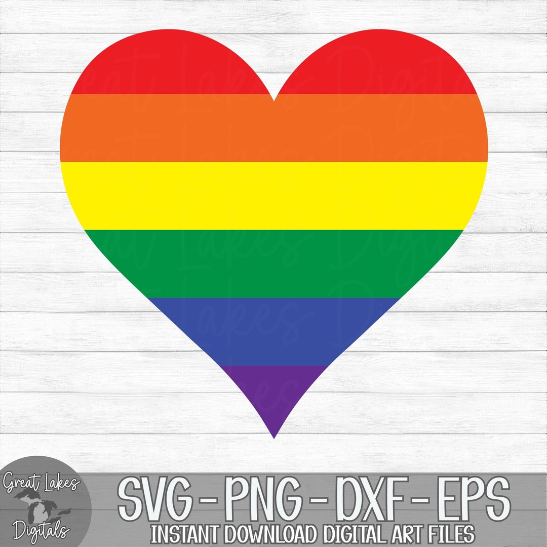Rainbow Heart - Instant Digital Download - Svg, Png, Dxf, and Eps Files ...