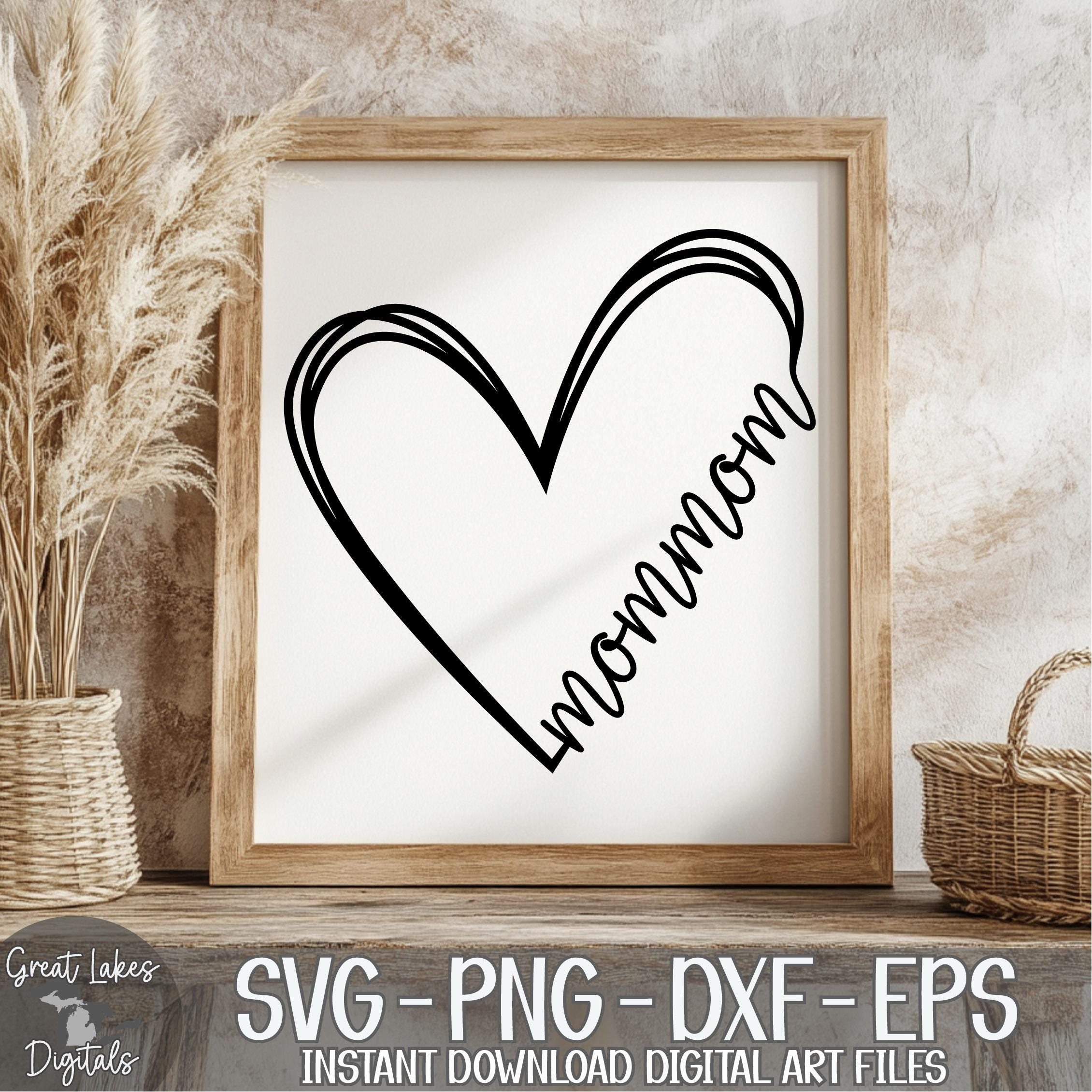 Mommom Heart - Instant Digital Download - Svg, Png, Dxf, and Eps Files ...