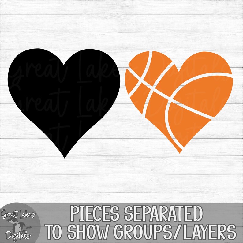 Basketball Heart - Instant Digital Download - Svg, Png, Dxf, and Eps ...