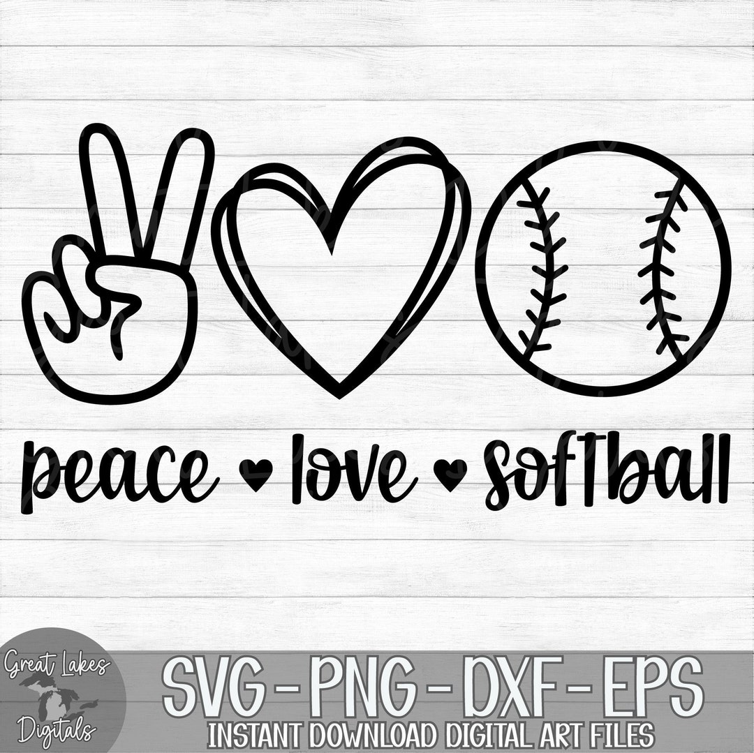 Peace Love Softball Instant Digital Download Svg, Png, Dxf, and Eps ...