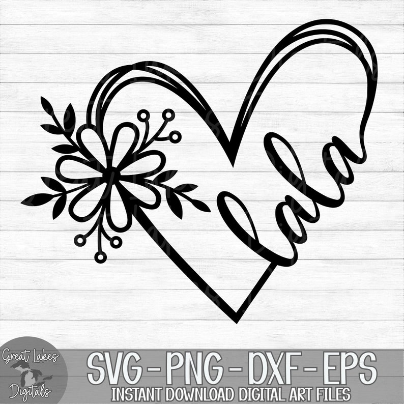 Lala Flower Heart Instant Digital Download Svg Png Dxf - Etsy
