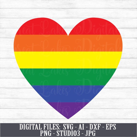 Rainbow Heart Instant Digital Download Svg Ai Dxf Eps | Etsy