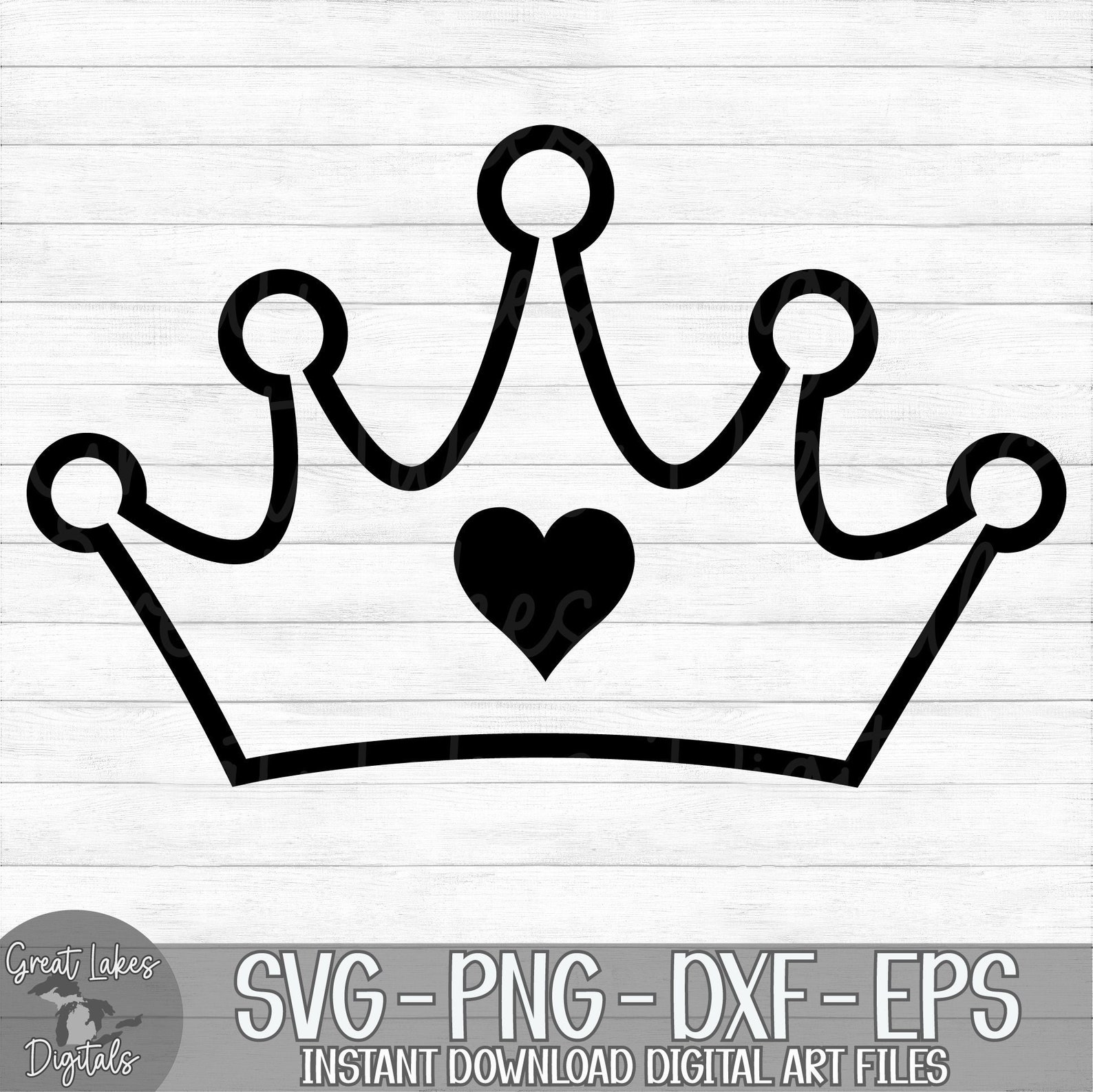 Crown With Heart Princess Queen Instant Digital Download - Etsy