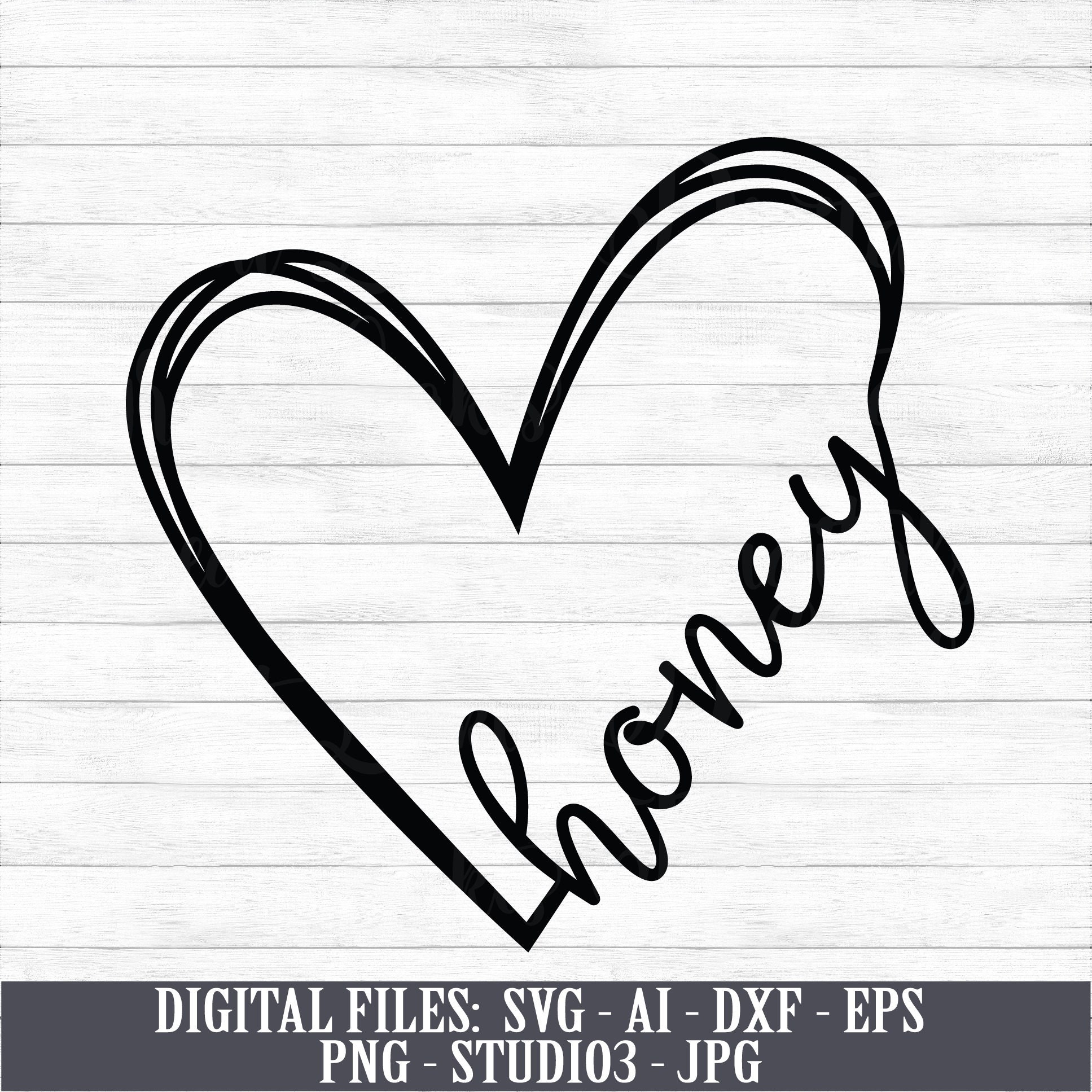 Honey Heart Instant Digital Download svg ai dxf eps | Etsy