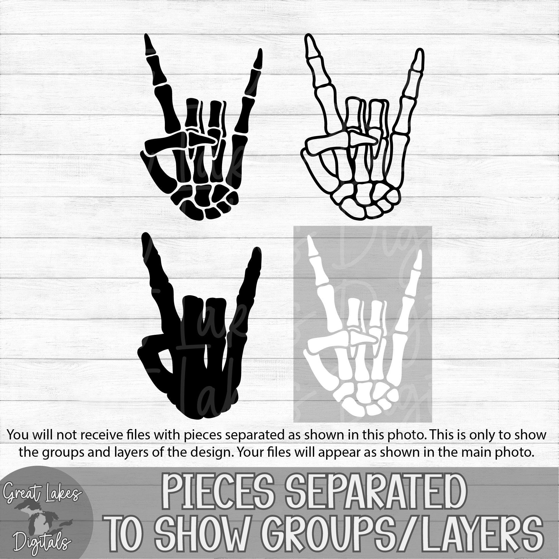 Skeleton Hand Bundle of 3 - Instant Digital Download - Svg, Png, Dxf ...