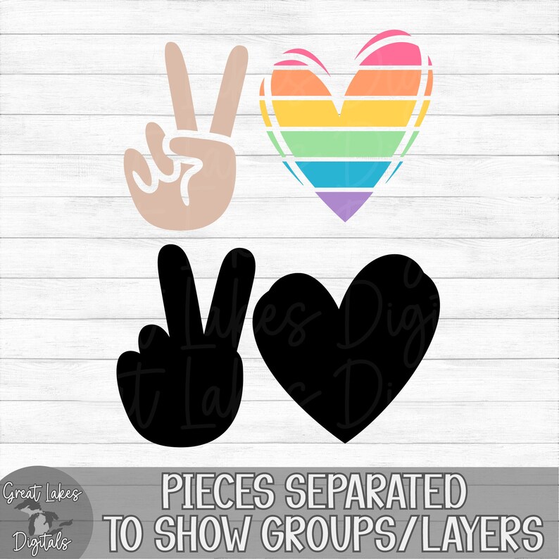 Peace and Love - Instant Digital Download - Svg, Png, Dxf, and Eps ...