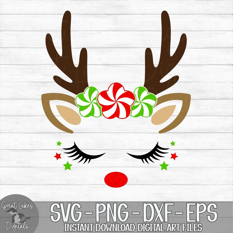 Reindeer Face Instant Digital Download Svg Png Dxf and - Etsy