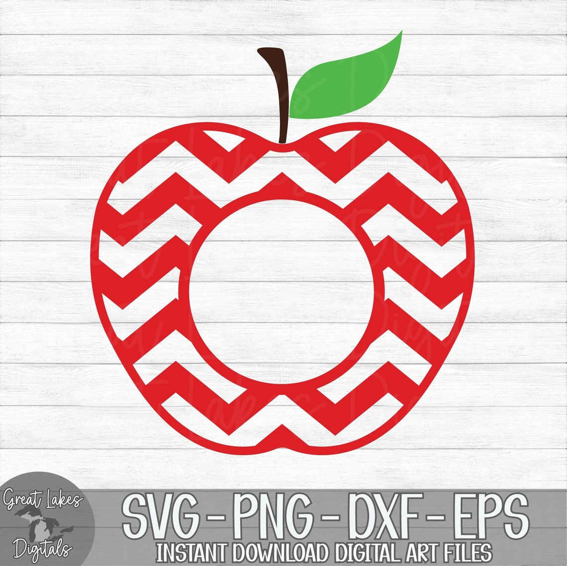 Chevron Apple Monogram - Back to School, Apple Cut File - Instant ...