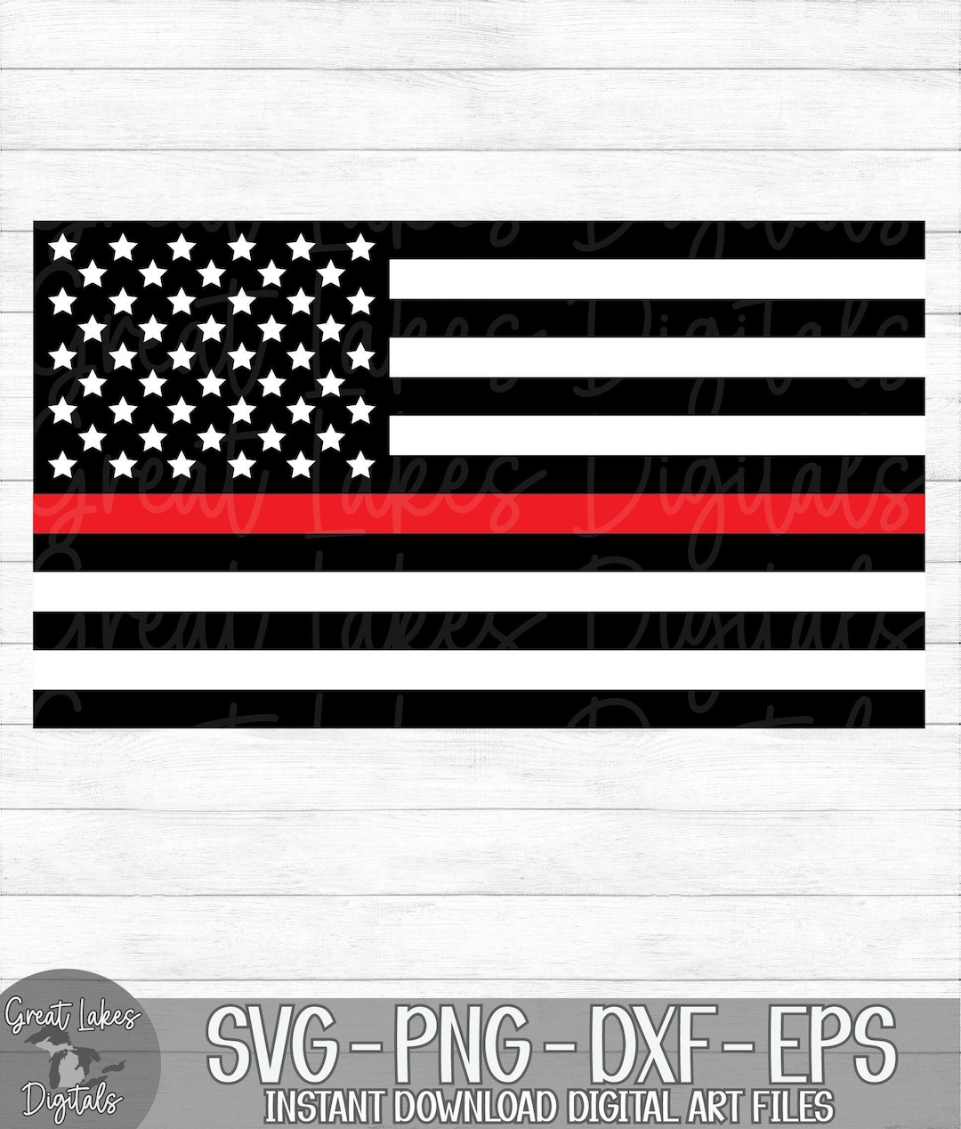 Firefighter Flag - Thin Red Line - Instant Digital Download - Svg, Png ...