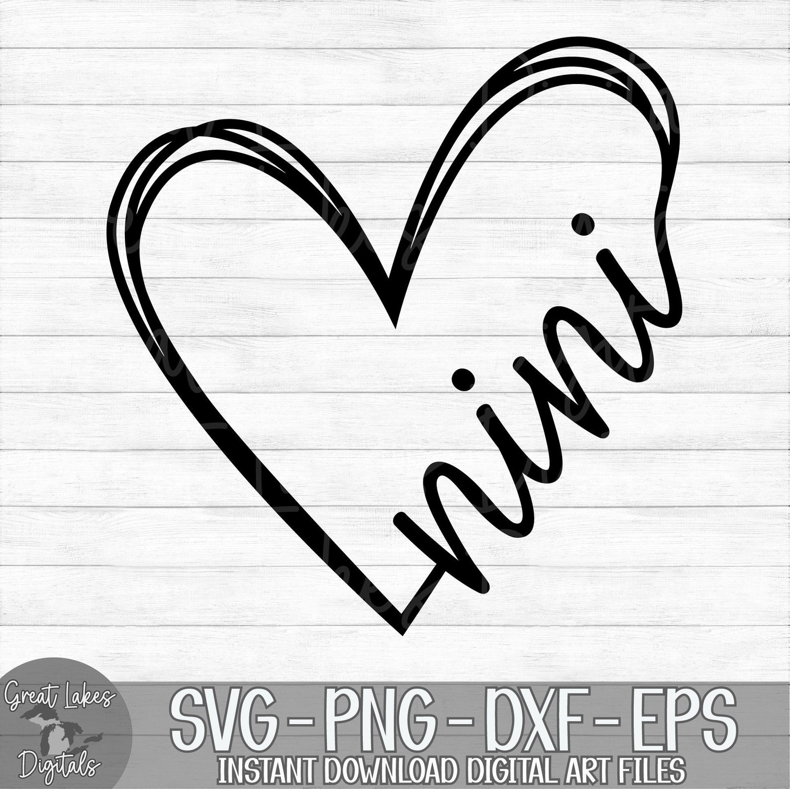 Nini Heart - Instant Digital Download - Svg, Png, Dxf, and Eps Files ...