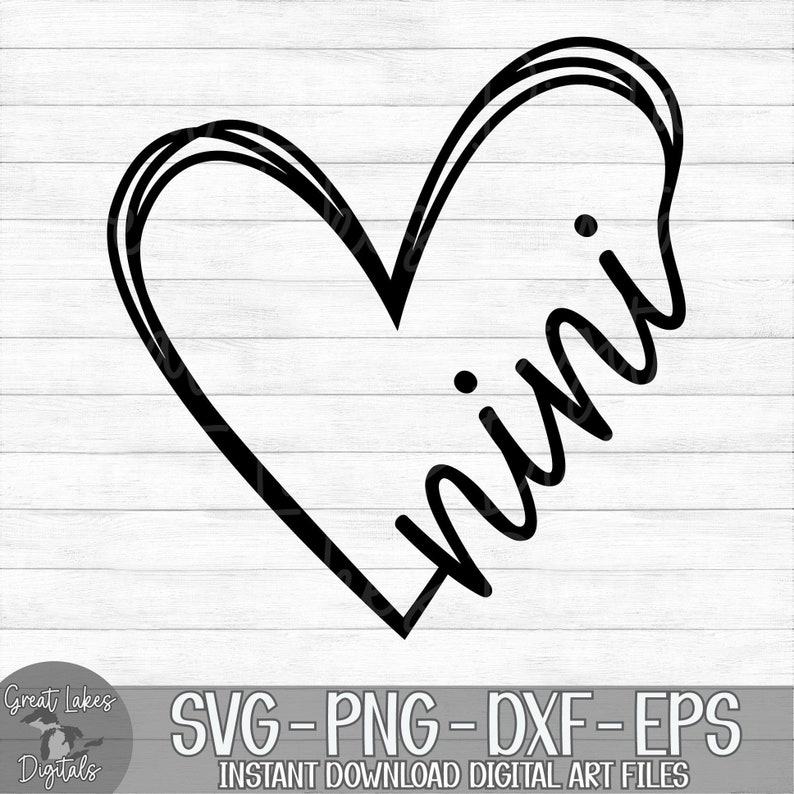 Nini Heart - Instant Digital Download - Svg, Png, Dxf, and Eps Files ...