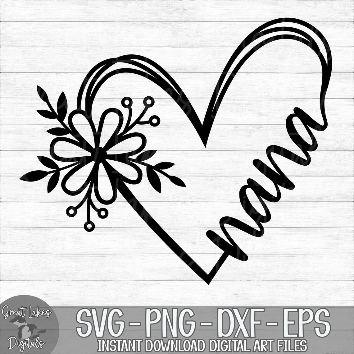 Nana Flower Heart Instant Digital Download Svg Png Dxf - Etsy