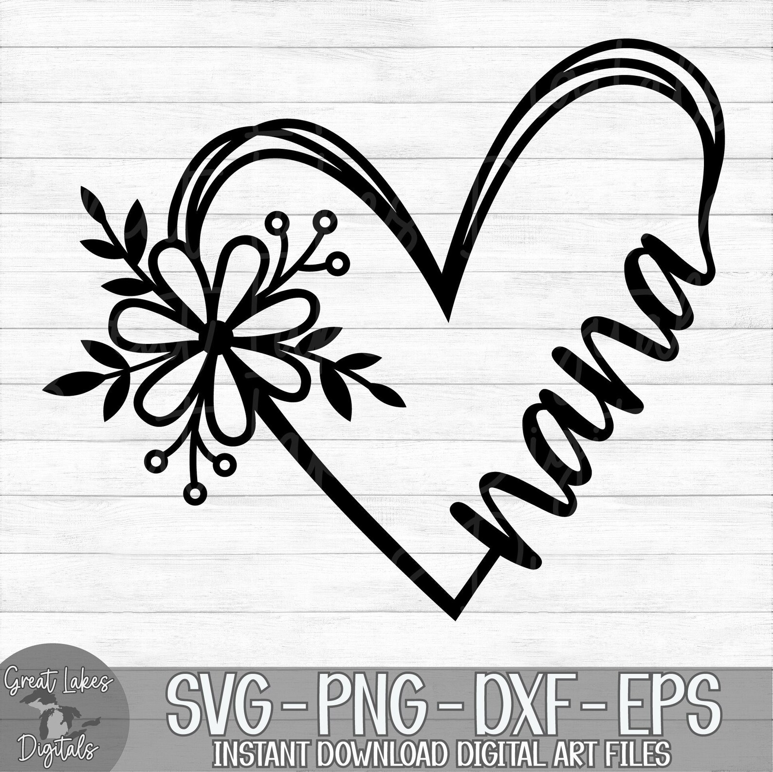 Nana Flower Heart Instant Digital Download Svg Png Dxf - Etsy