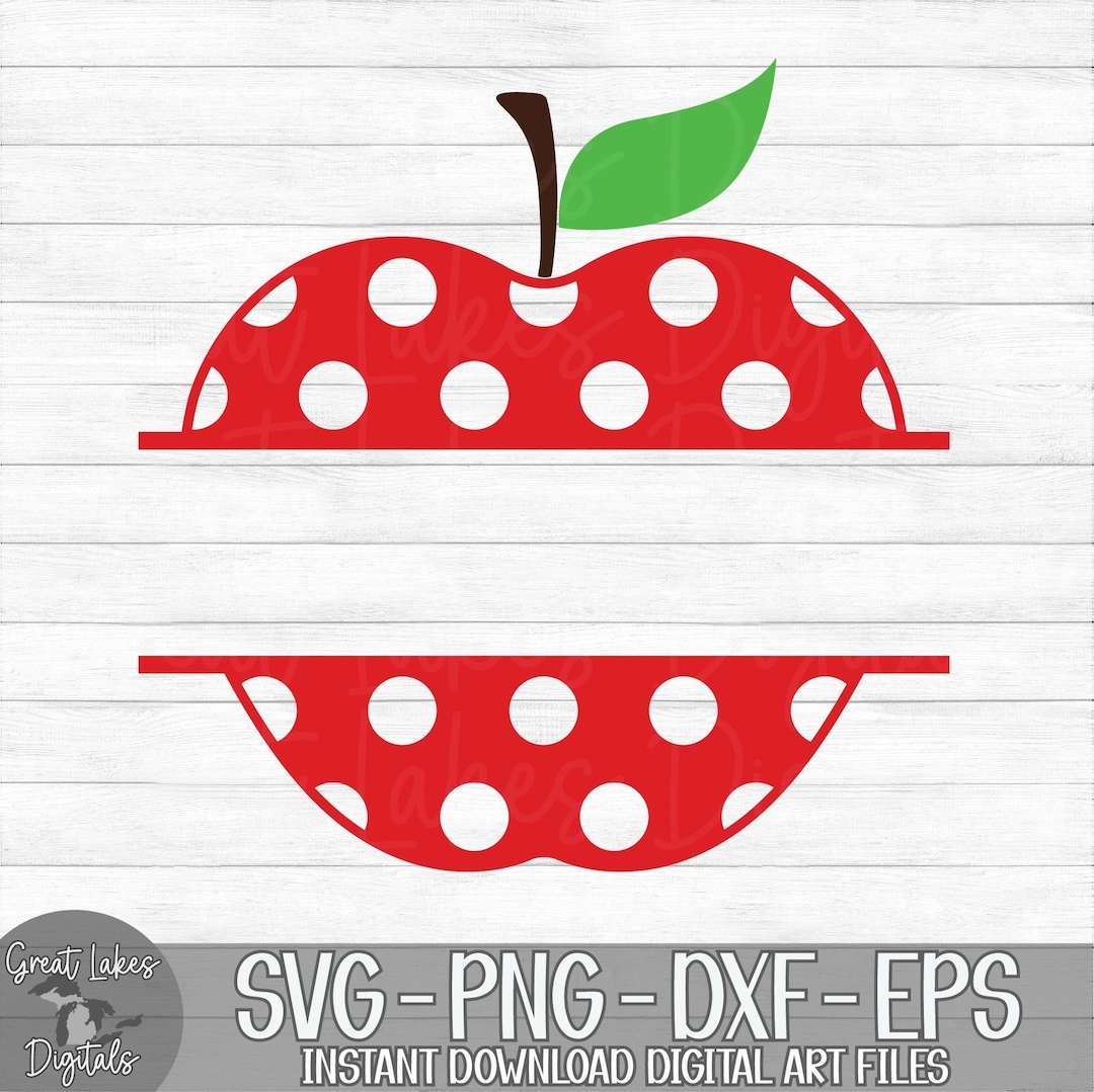 Polka Dot Apple - Split Monogram, Back to School, Name Frame - Instant ...