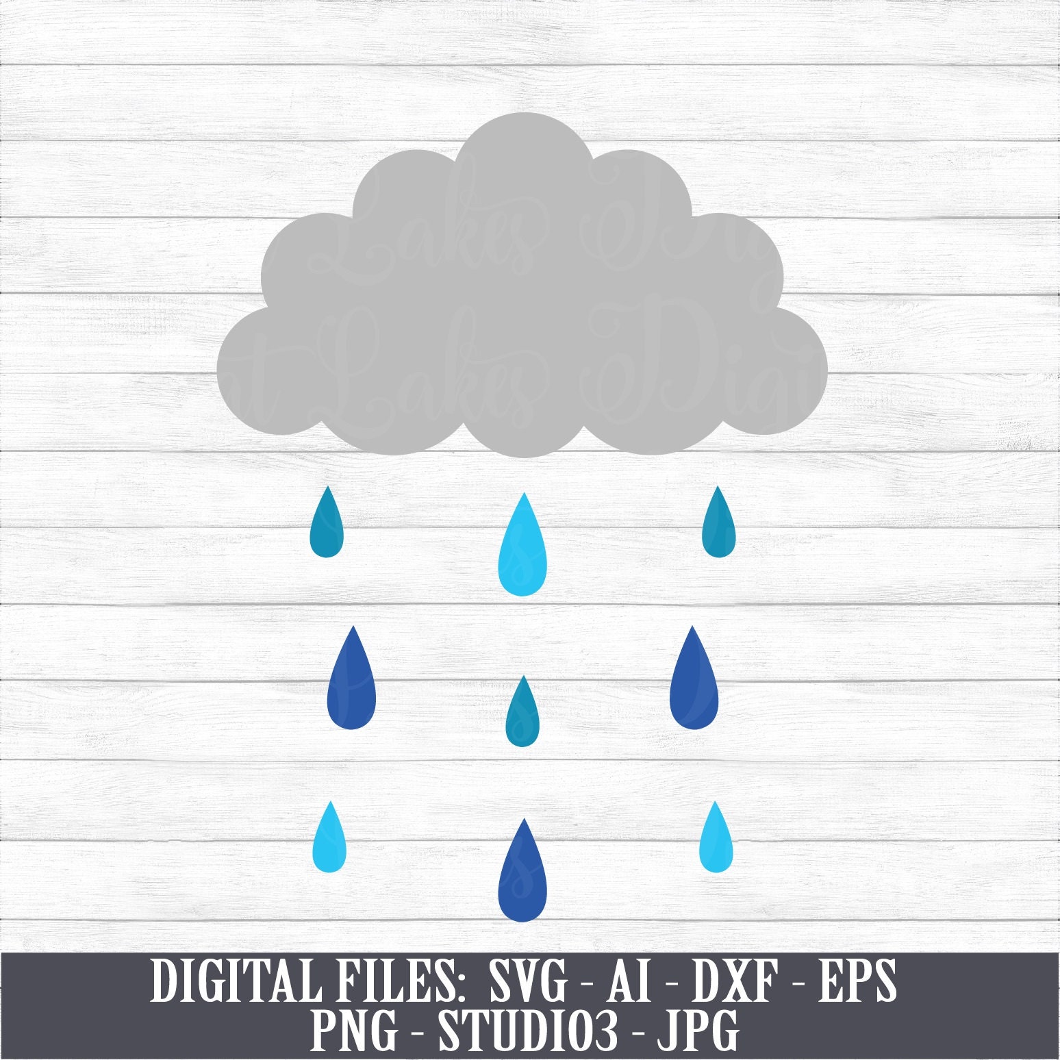 Rain Cloud Instant Digital Download svg ai dxf eps png | Etsy