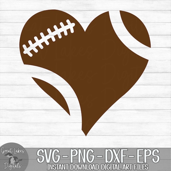 Football Heart Instant Digital Download Svg Png Dxf and - Etsy
