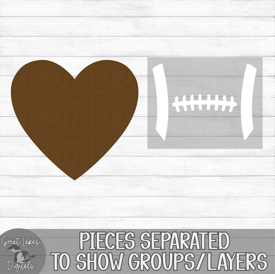 Football Heart - Instant Digital Download - Svg, Png, Dxf, and Eps ...