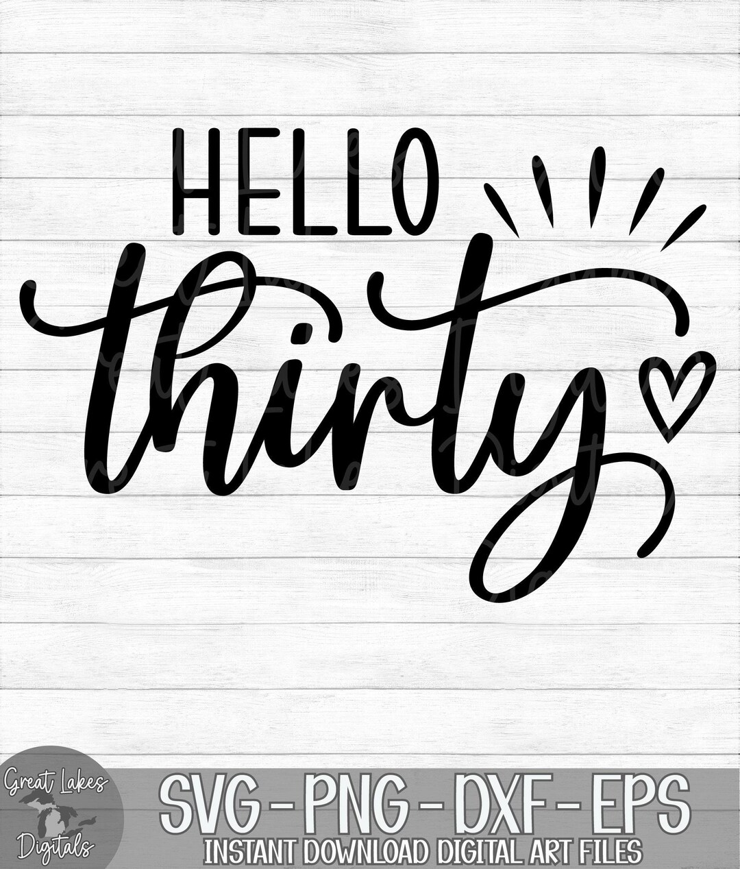 Hello Thirty, 30th Birthday - Instant Digital Download - Svg, Png, Dxf ...