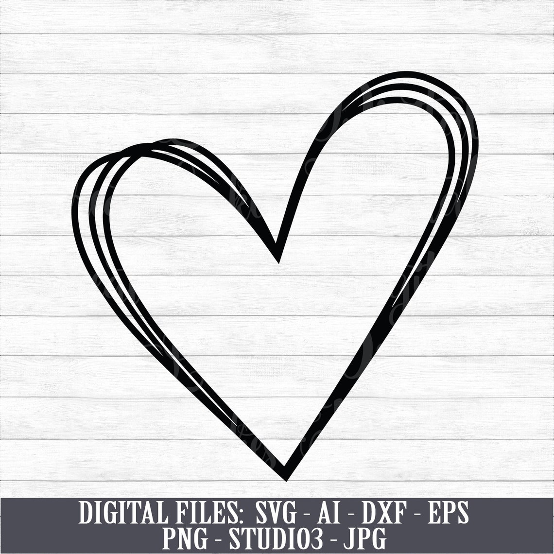 Hand Drawn Heart Doodle Heart Scribble Heart Instant | Etsy