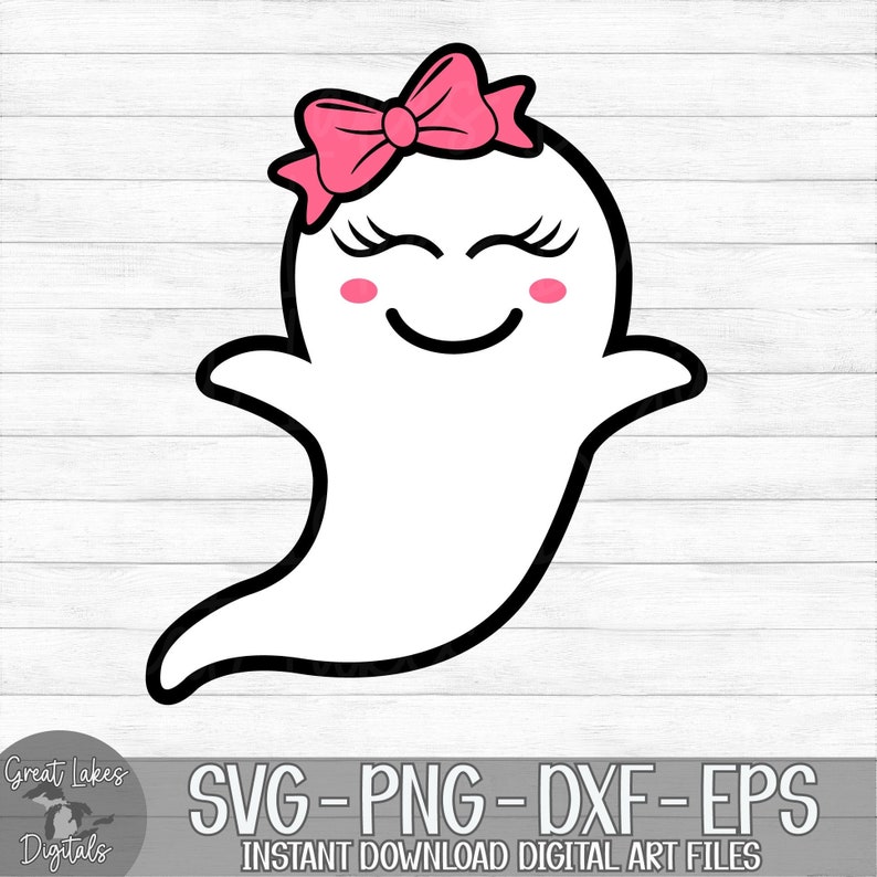Ghost With Bow Halloween Girl Instant Digital Download - Etsy