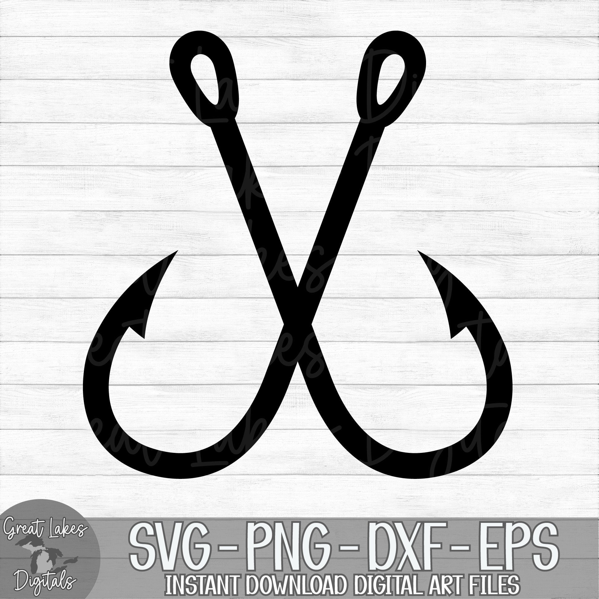 Crossed Fishing Hooks - Instant Digital Download - Svg, Png, Dxf, and ...