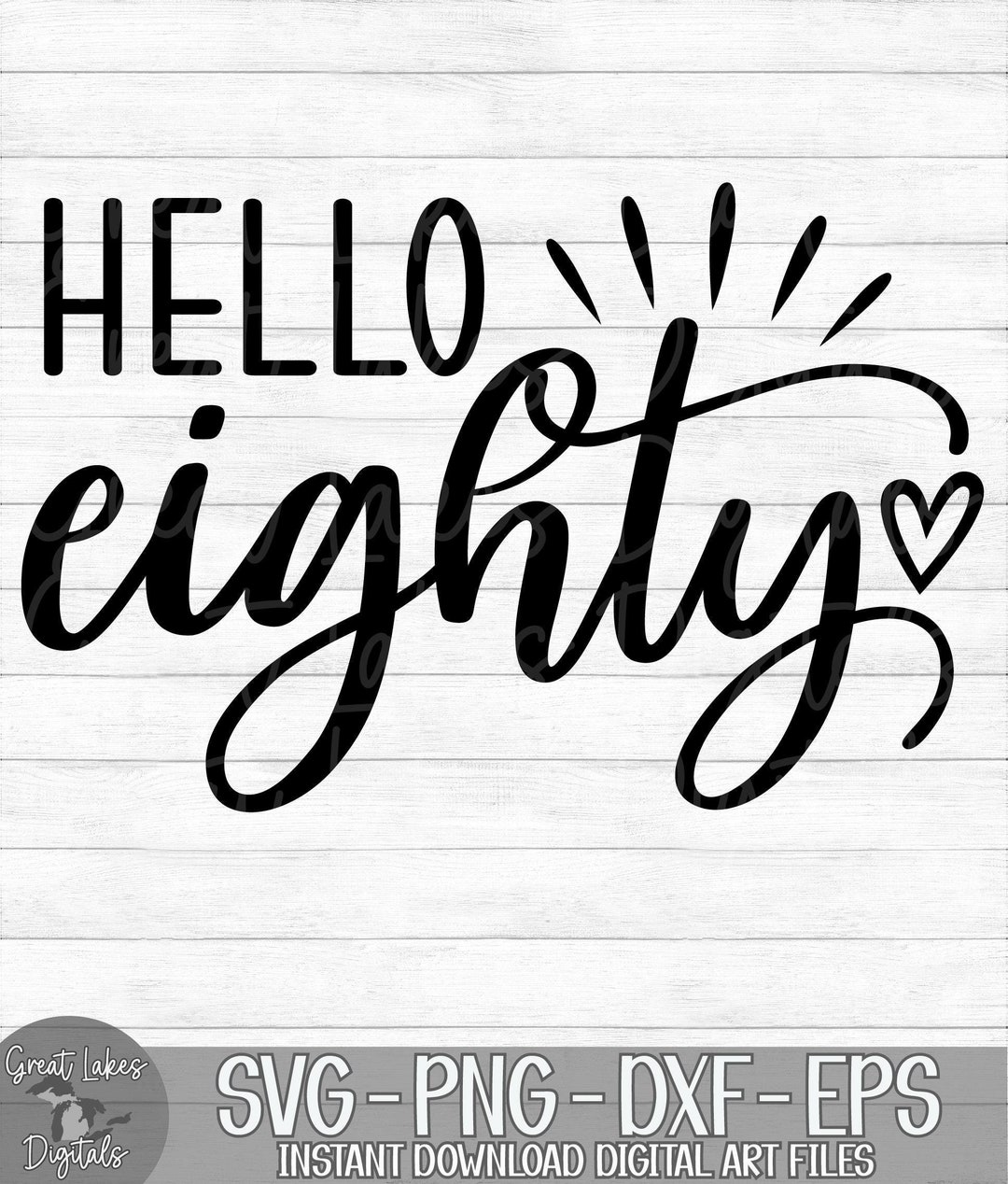 Hello Eighty, 80th Birthday - Instant Digital Download - Svg, Png, Dxf ...