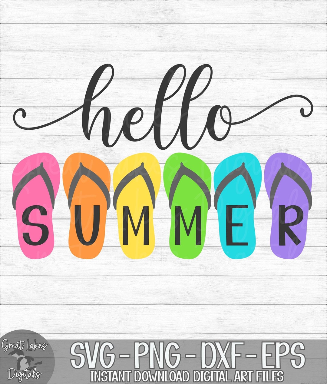 Hello Summer - Sandals, Flip Flops - Instant Digital Download - Svg ...