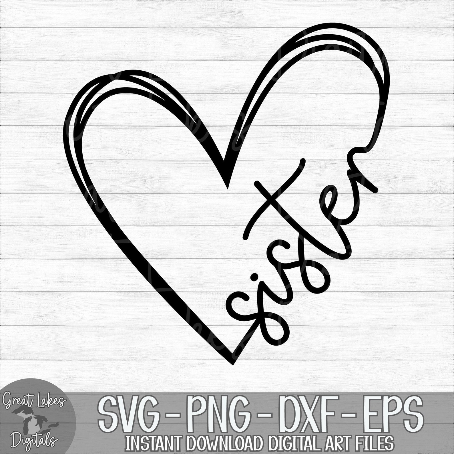 Sister Heart Instant Digital Download Svg Png Dxf and - Etsy