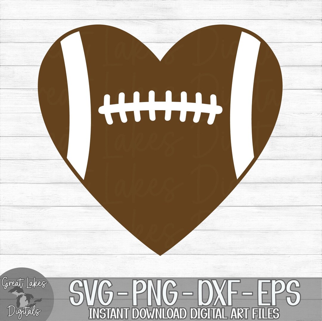 Football Heart - Instant Digital Download - Svg, Png, Dxf, and Eps ...