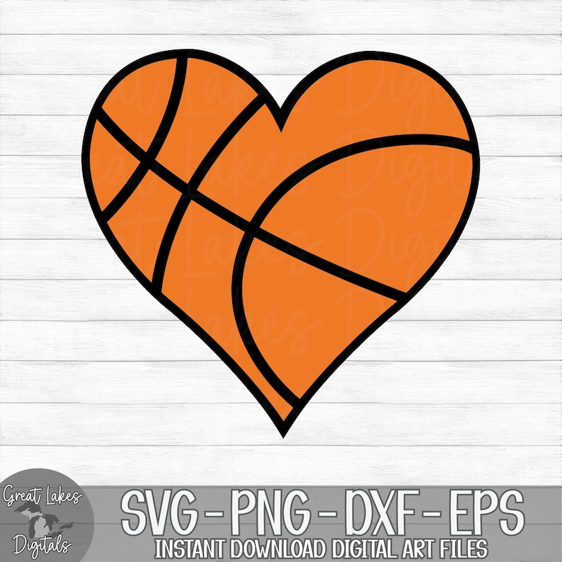 Basketball Heart - Instant Digital Download - Svg, Png, Dxf, and Eps ...