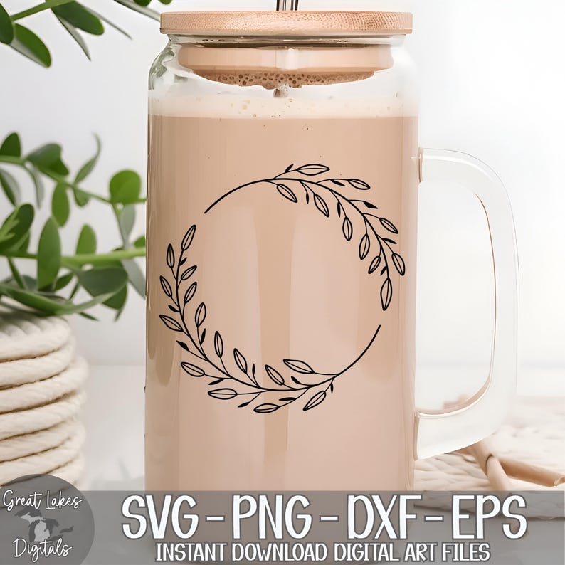 Leafy Wreath Circle Monogram Border Svg Png Dxf Eps Digital Download - Etsy