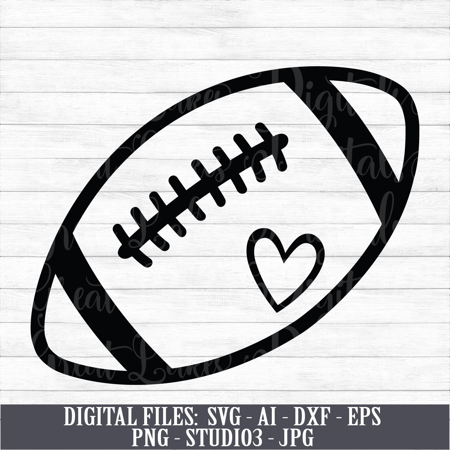 Football Heart Outline SVG