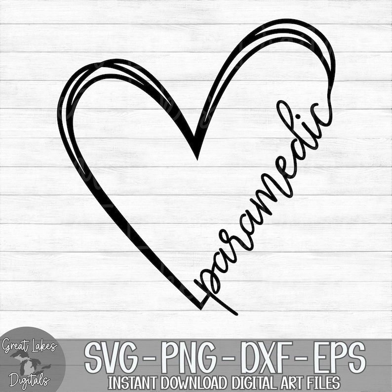 Paramedic Heart - Instant Digital Download - Svg, Png, Dxf, and Eps ...
