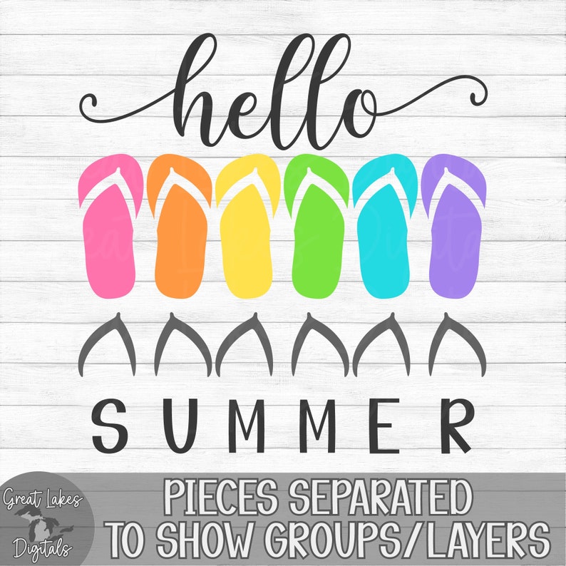 Hello Summer Sandals Flip Flops Instant Digital Download - Etsy