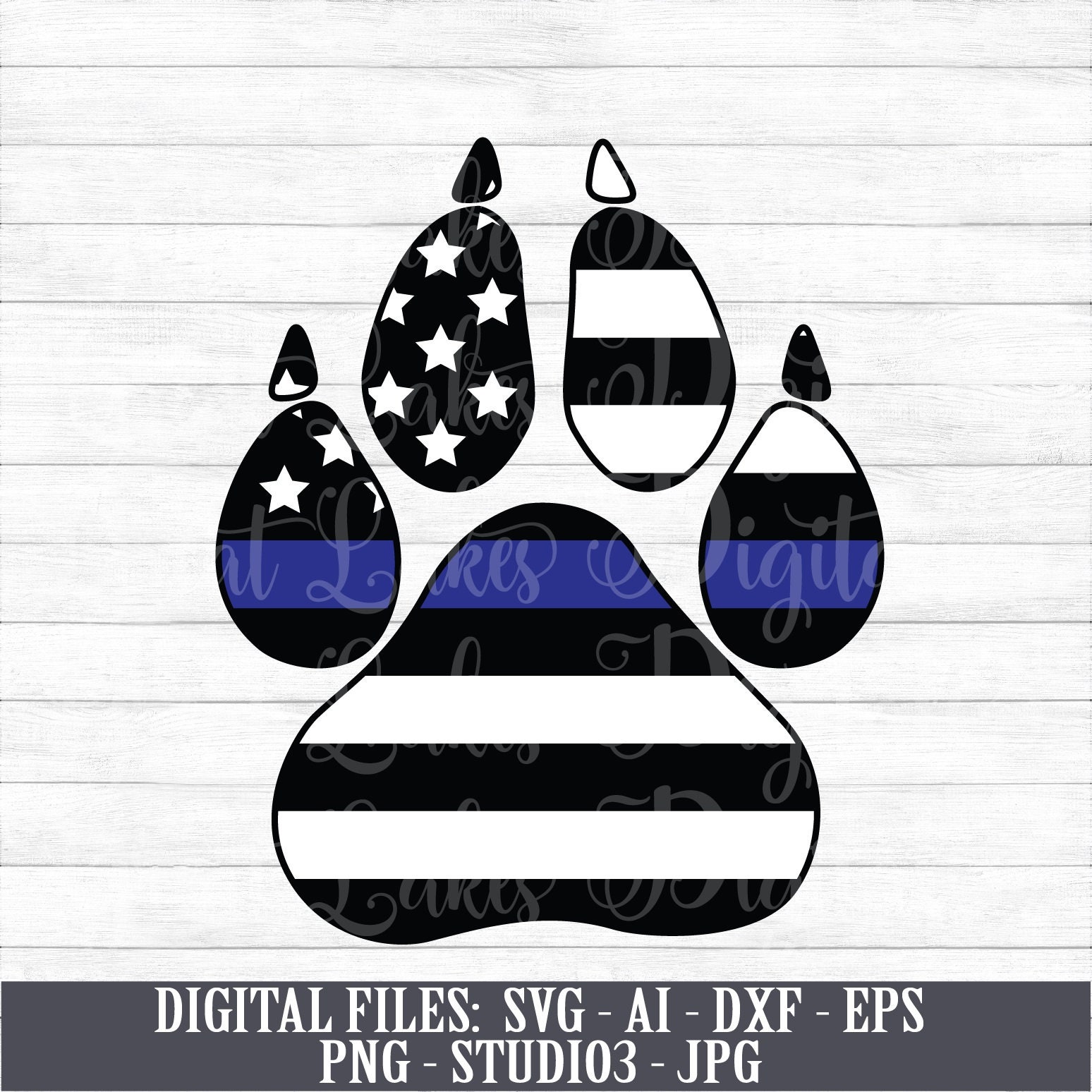 Police Dog Paw Print Thin Blue Line American Flag K-9 | Etsy