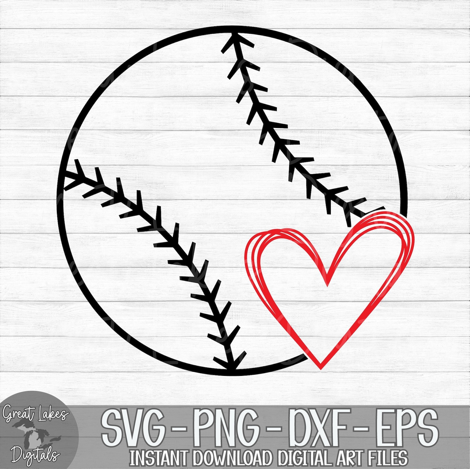 Baseball With Heart - Instant Digital Download - Svg, Png, Dxf, and Eps ...