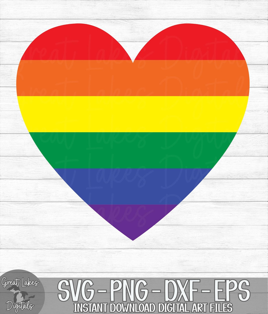 Rainbow Heart - Instant Digital Download - Svg, Png, Dxf, and Eps Files ...