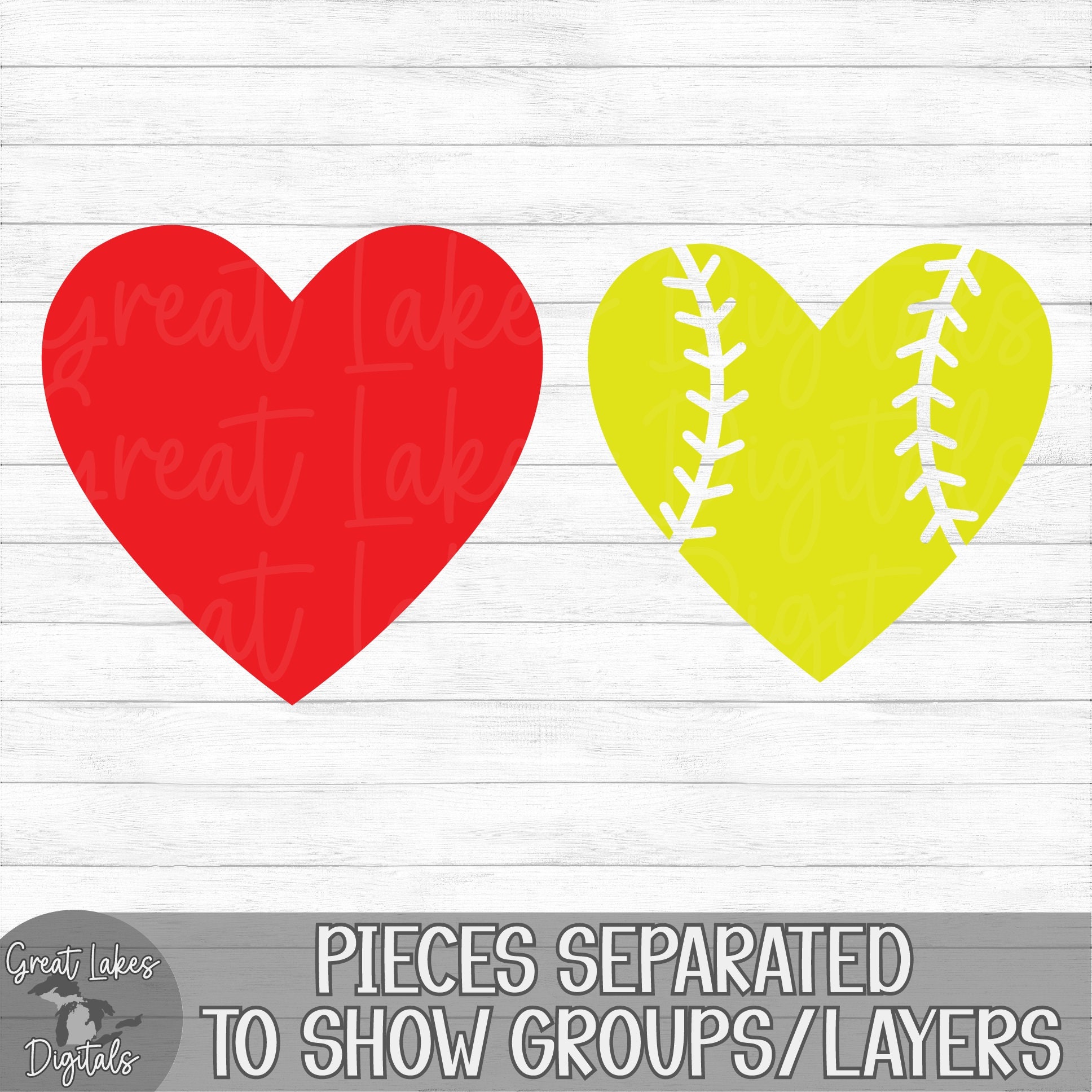 Softball Heart - Instant Digital Download - Svg, Png, Dxf, and Eps ...