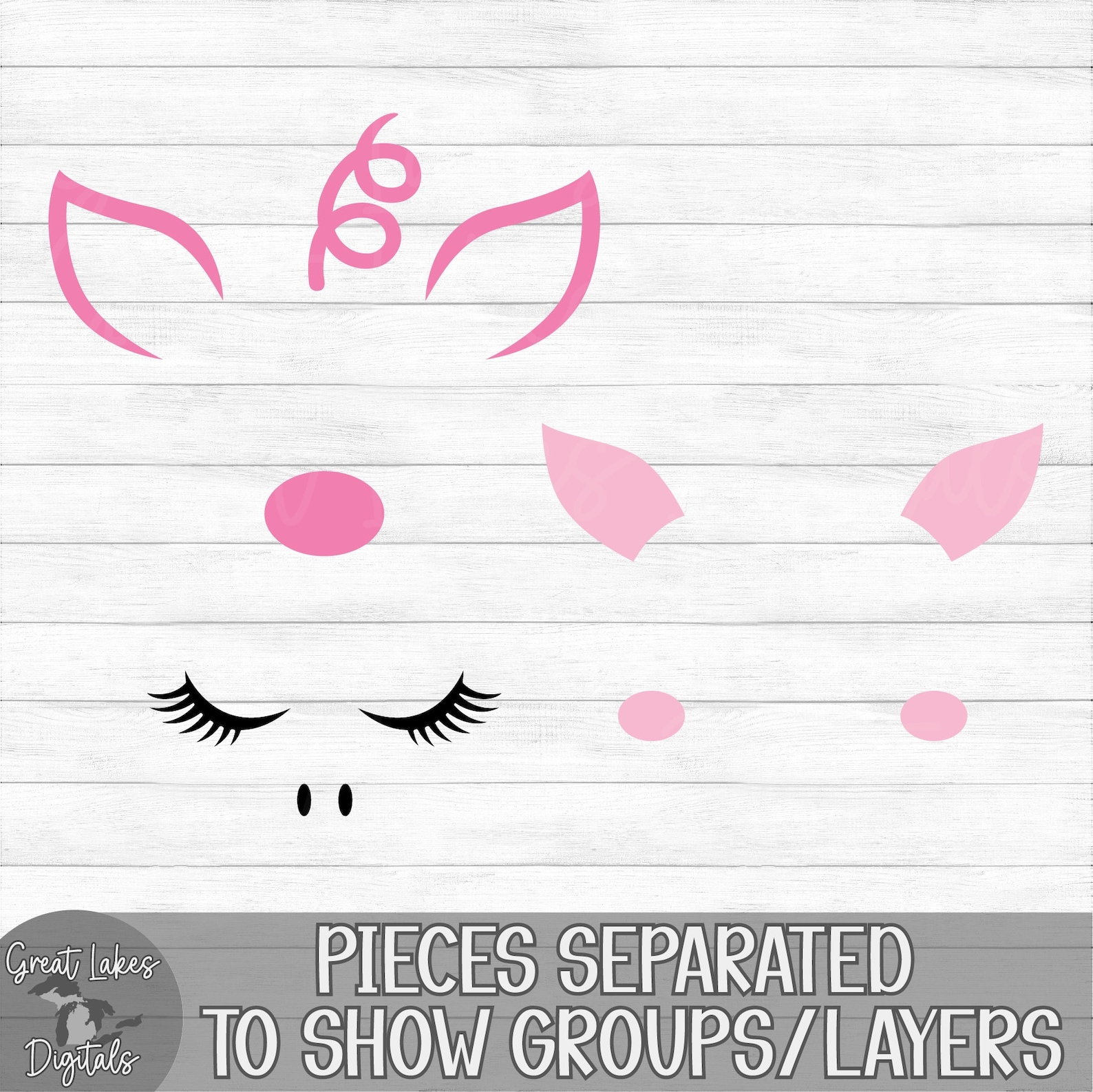 Pig Face - Instant Digital Download - Svg, Png, Dxf, and Eps Files ...