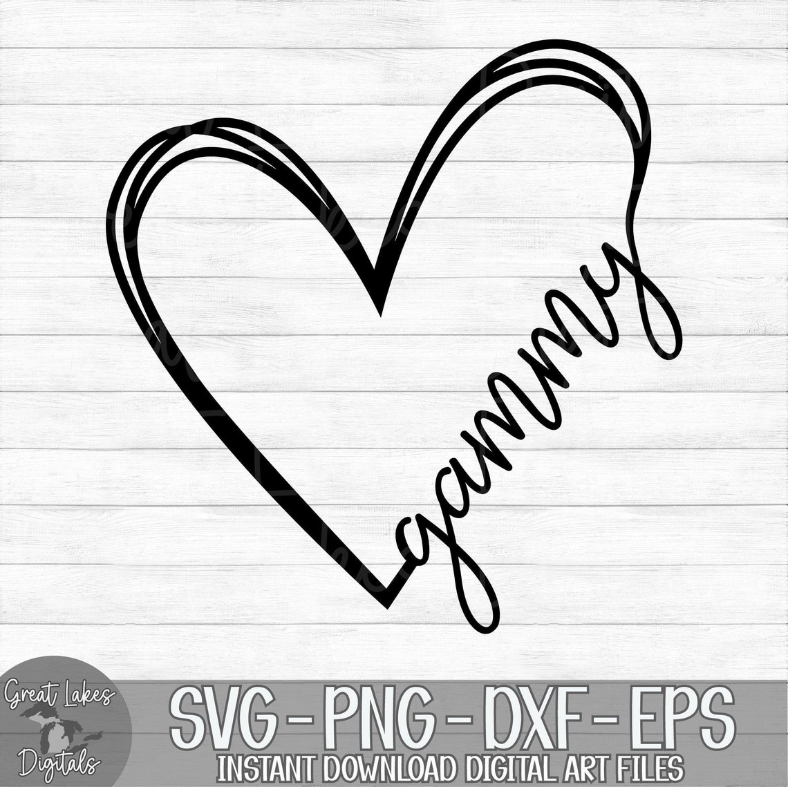 Gammy Heart Instant Digital Download Svg Png Dxf and - Etsy