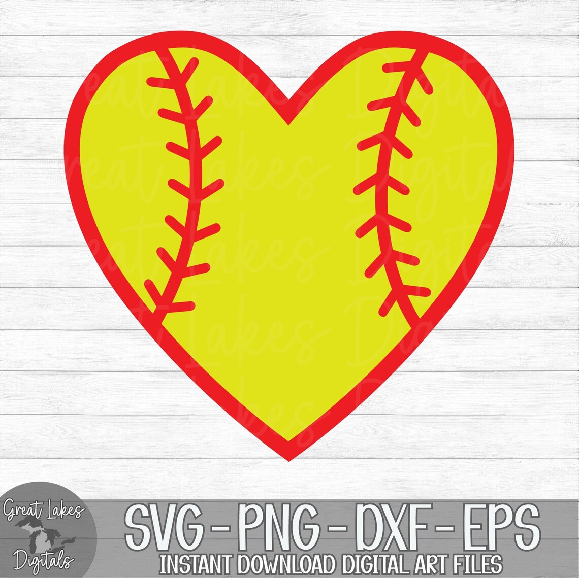 Softball Heart - Instant Digital Download - Svg, Png, Dxf, and Eps ...