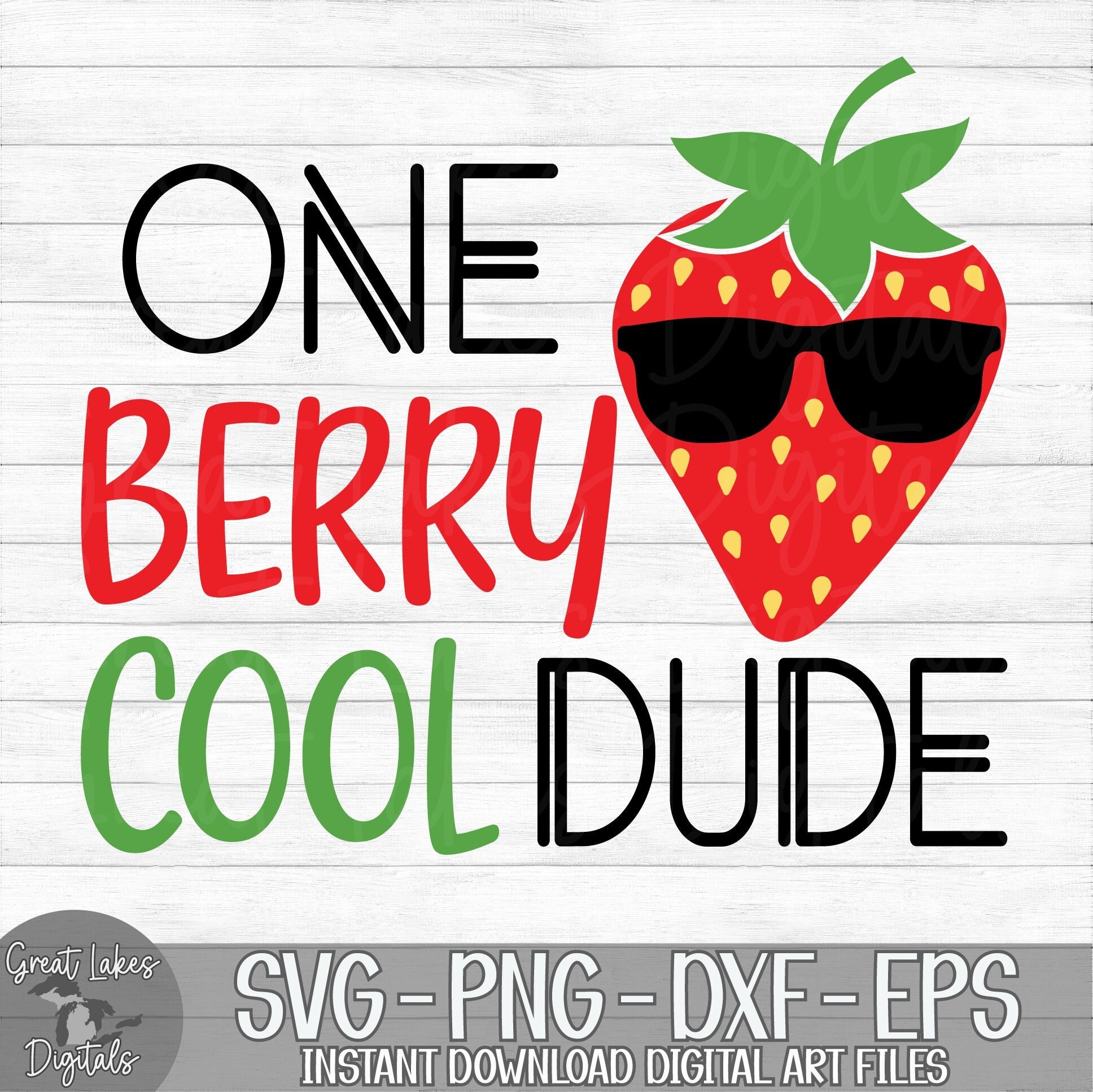 One Berry Cool Dude Strawberry Sunglasses Instant Digital - Etsy México