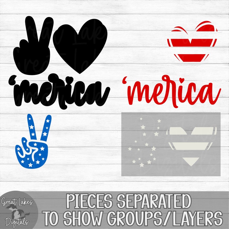 Peace Love 'merica - Instant Digital Download - Svg, Png, Dxf, and Eps ...