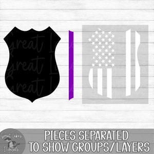 Security Enforcement Badge - American Flag, Thin Purple Line - Instant ...